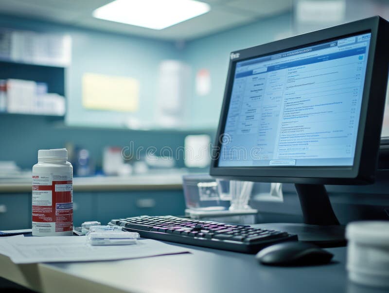 A Computer Monitor Sits on a Desk, Ready for Use Stock Image - Image of ...