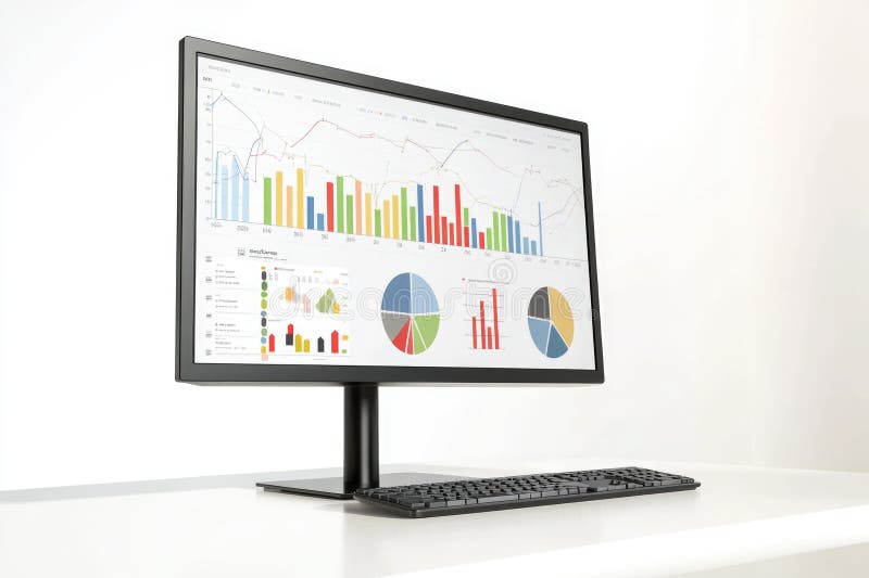 A Computer Monitor Sitting on a Desk, Suitable for Illustrations or ...