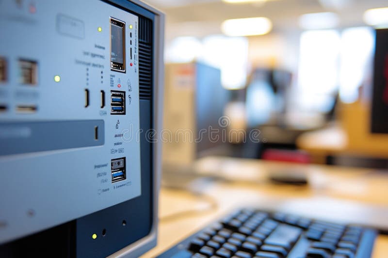 A Computer Monitor Sitting on a Typical Office Desk Stock Photo - Image ...