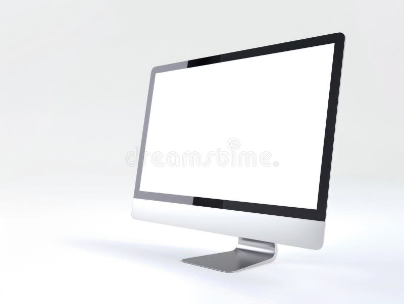 A Computer Monitor is Sitting on a White Surface Stock Image - Image of ...