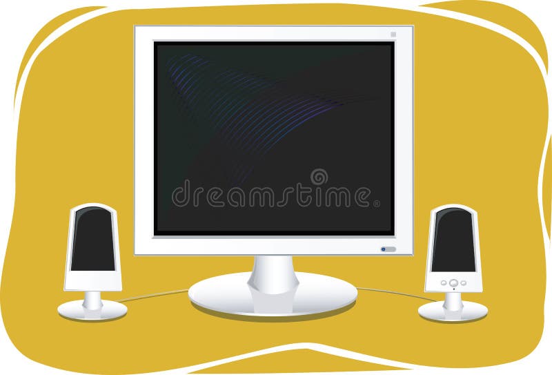 Computer Monitor with Speakers Stock Vector - Illustration of ...
