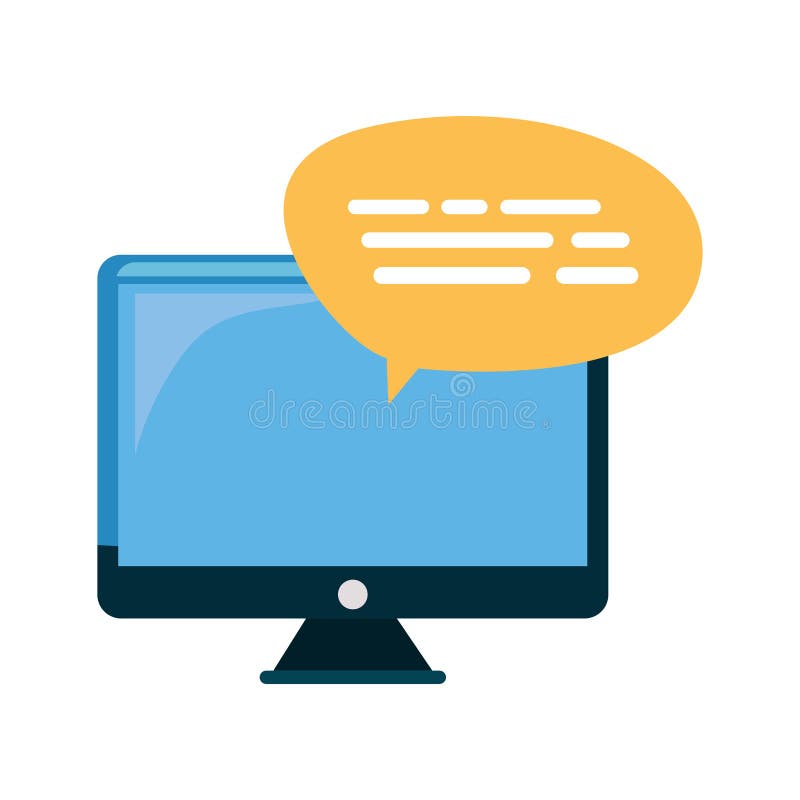 Computer Monitor Speech Bubble Message Stock Vector - Illustration of ...