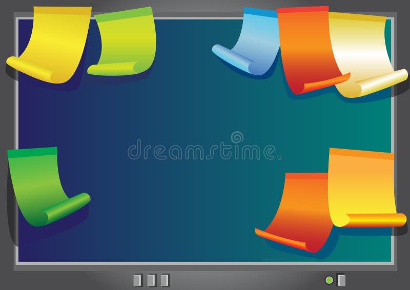 Computer Monitor with Stickers Stock Vector - Illustration of note ...