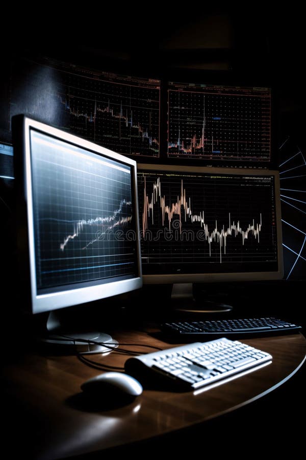 Computer Monitor with Stock Market Chart on Screen. Stock Market or ...