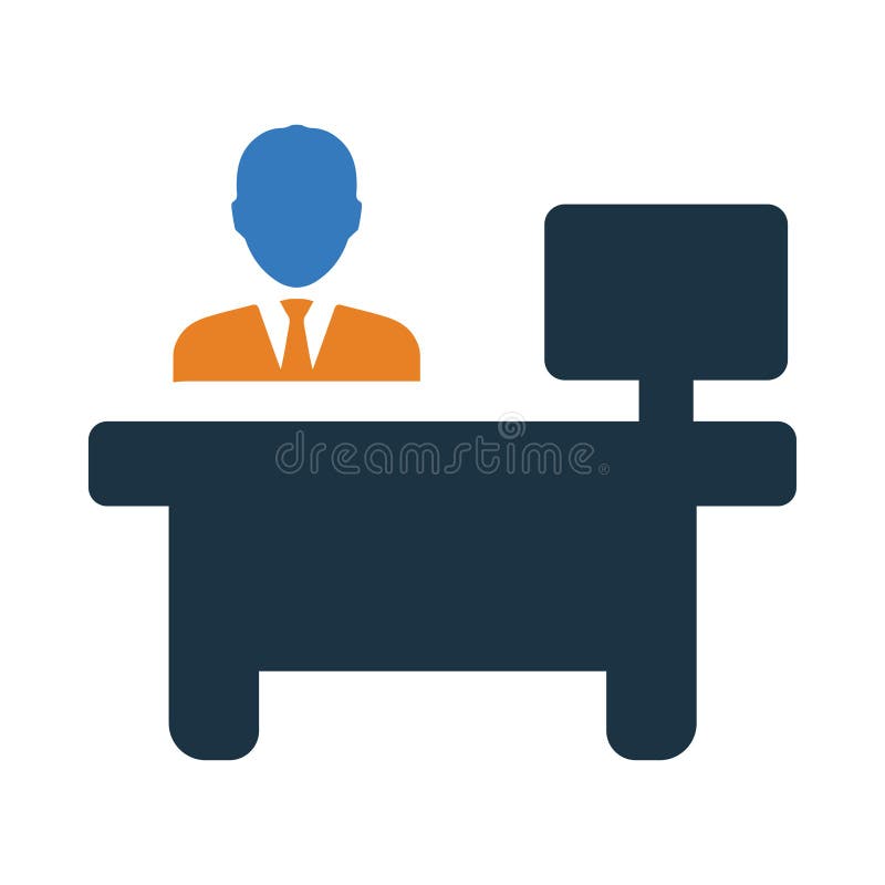 Computer, Monitor, Table, Man, Receptionist Icon Stock Vector ...