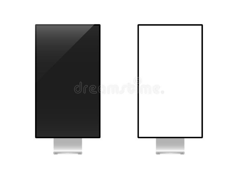 Computer Monitor Template Big Vertical Black White Stock Vector ...