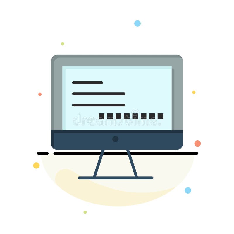 Computer, Monitor, Text, Education Abstract Flat Color Icon Template ...