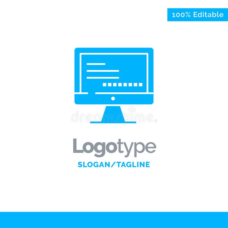 Computer, Monitor, Text, Education Blue Business Logo Template Stock ...