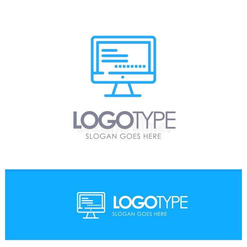 Computer, Monitor, Text, Education Blue Logo Line Style Stock Vector ...