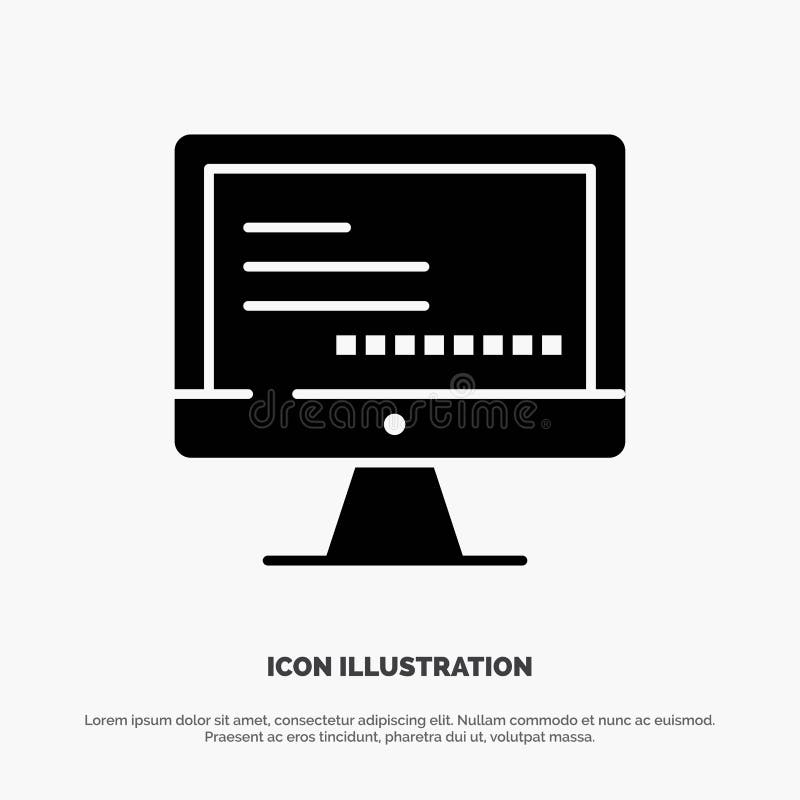 Computer, Monitor, Text, Education Solid Black Glyph Icon Stock Vector ...