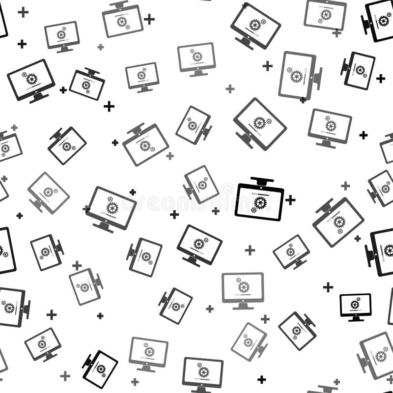 Computer Monitor Update Process with Gear Progress and Loading Bar Icon ...