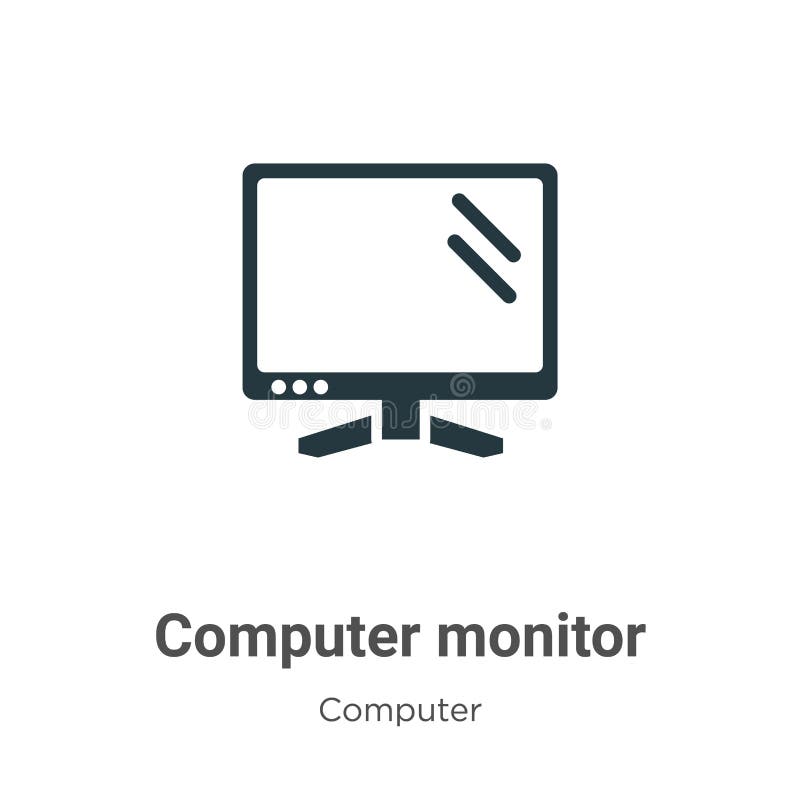 Computer Monitor Vector Icon on White Background. Flat Vector Computer ...