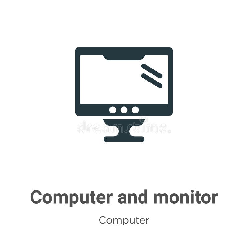 Computer and Monitor Vector Icon on White Background. Flat Vector ...