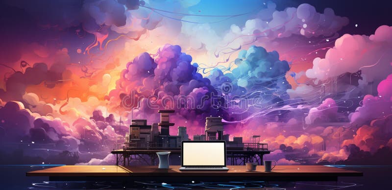 Computer Monitor with the View of a Cloudy Landscape, AI-generated ...