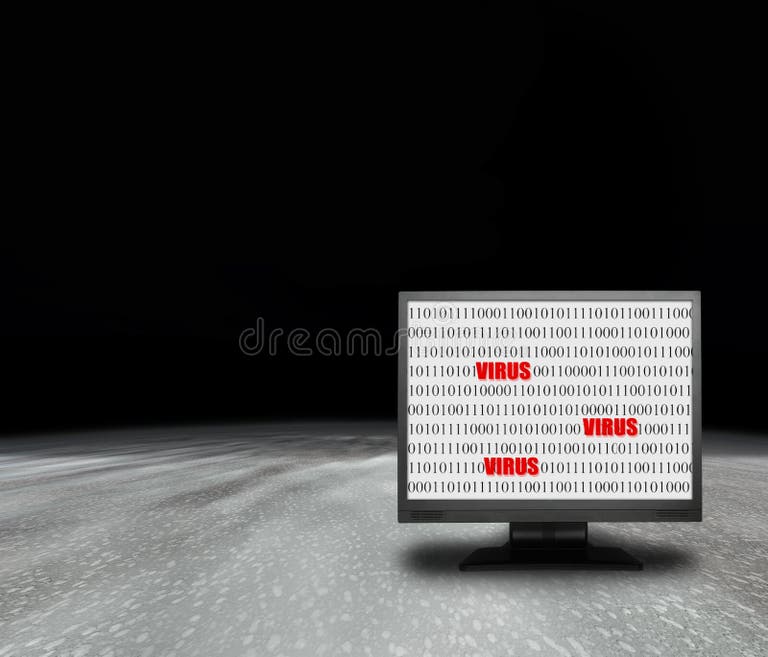 Computer Monitor with Virus Screen Stock Image - Image of code ...