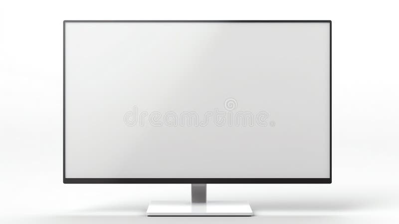 A Computer Monitor with a White Screen Stock Photo - Image of flat ...