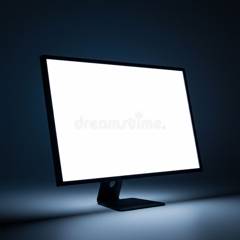 A Computer Monitor with a Wide, Blank White Screen is Displayed at an ...