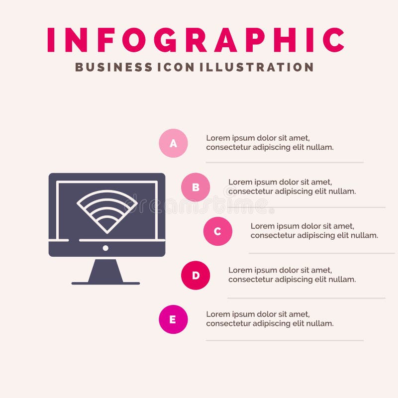 Computer, Monitor, Wifi, Signal Infographics Presentation Template. 5 ...