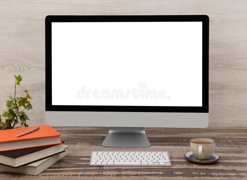 Computer Monitor on Working Desk Stock Image - Image of angle, office ...