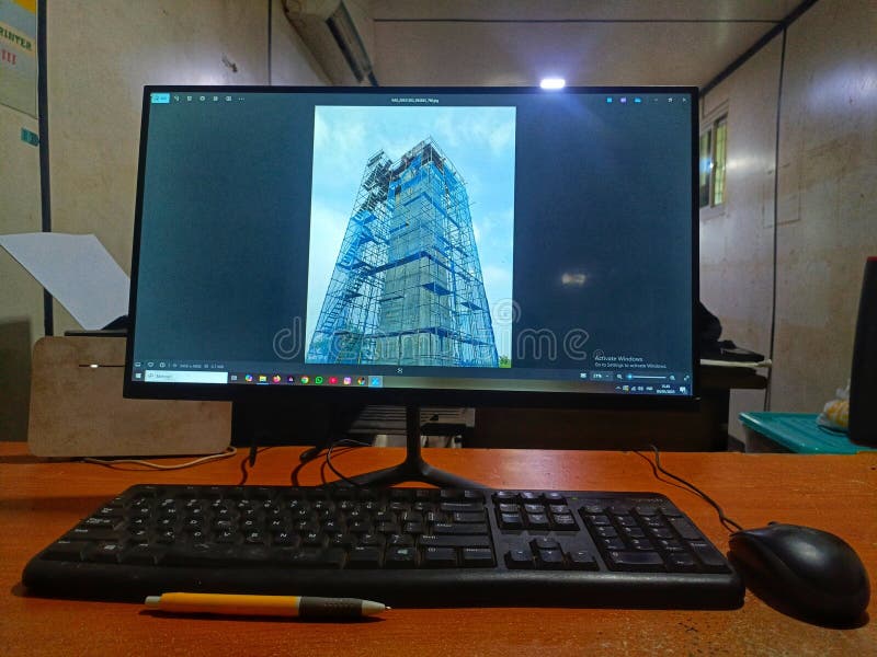 Computer Monitor in the Workspace Stock Photo - Image of computer ...