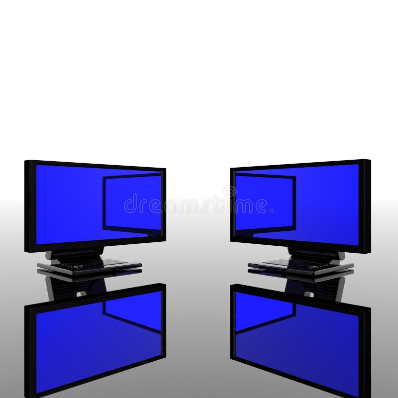 Two computer monitors stock illustration. Illustration of electronics ...