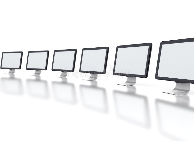 Row of Black Computers with Gr Stock Illustration - Illustration of ...