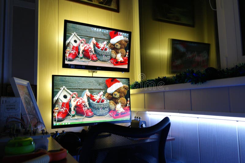 Computer Monitors, Back Light, Window Editorial Photo - Image of ...