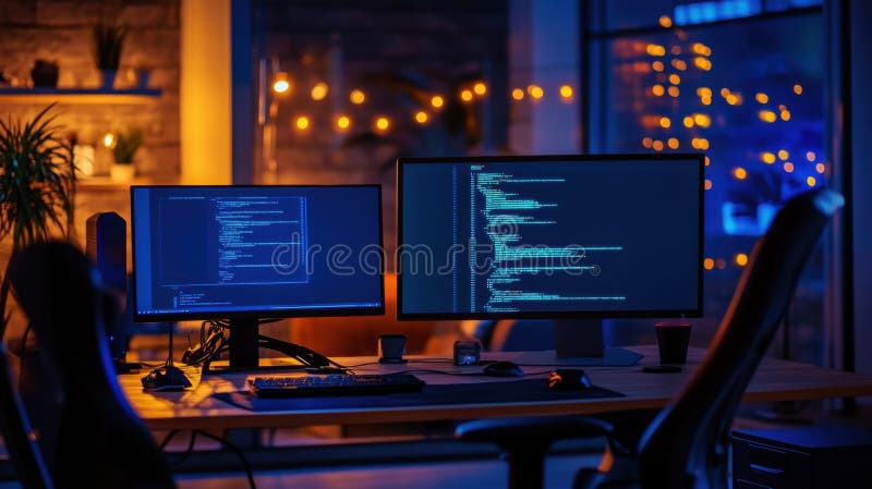 Late Night Computer Internet Work Concept Stock Illustrations – 250 ...