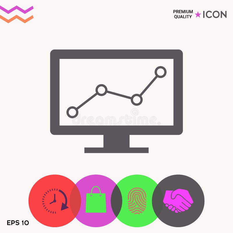 Computer Monitors with Graph Stock Vector - Illustration of icon ...