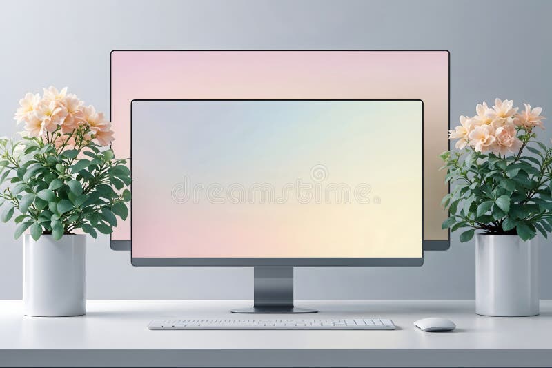 Computer Monitors in Pastel Colors Stock Illustration - Illustration of ...