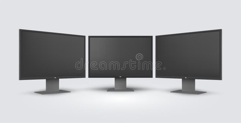 Computer Monitors Realistic Mockups Set. PC Empty Screens Templates ...