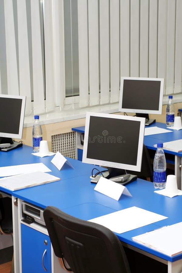 Computer Monitors in the Study Room Stock Image - Image of furniture ...