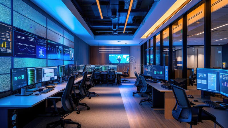 Computer Monitors, Symmetrical Glass Office Setup, Building Engineering ...