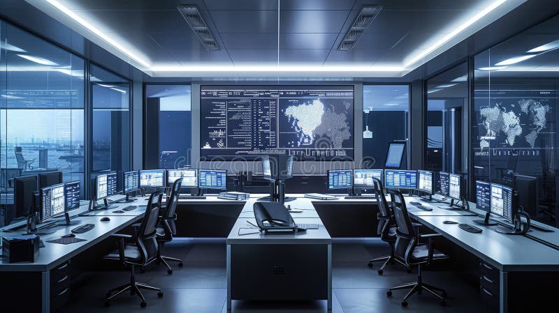 Computer Monitors, Symmetrical Glass Office Setup, Building Engineering ...