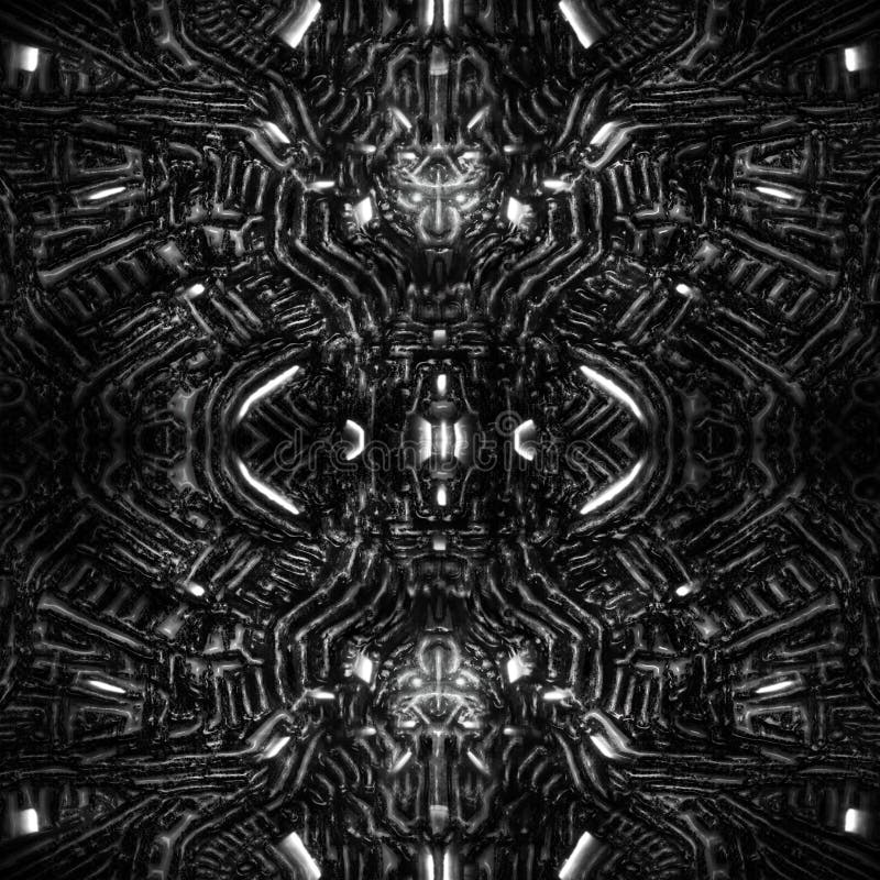 Computer Monster with Bas-relief and Protruding Robot Head. Black and ...