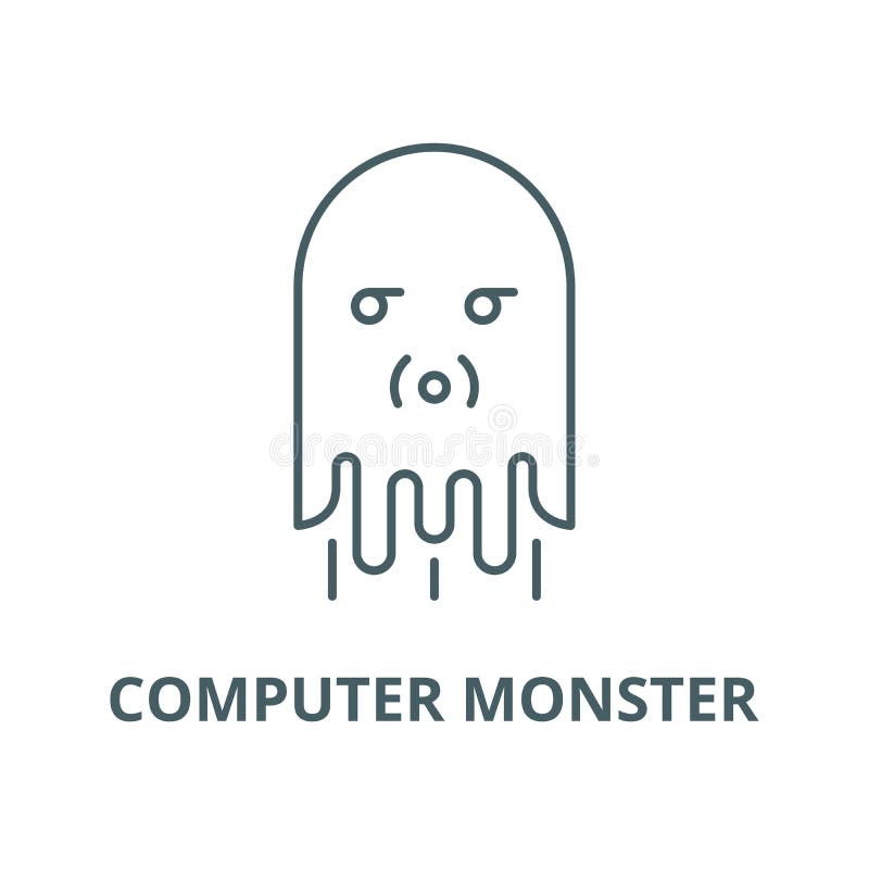 Computer Monster Vector Line Icon, Linear Concept, Outline Sign, Symbol ...