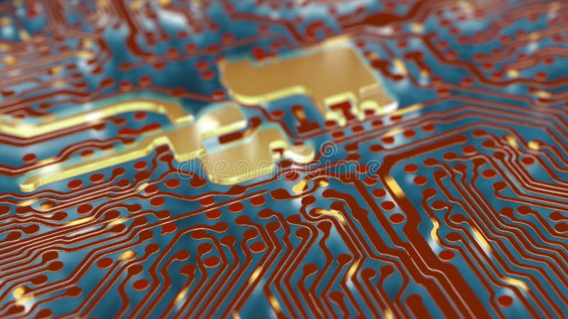 Computer Mother Board Chip with Fast Speed Glowing Circuit Network ...