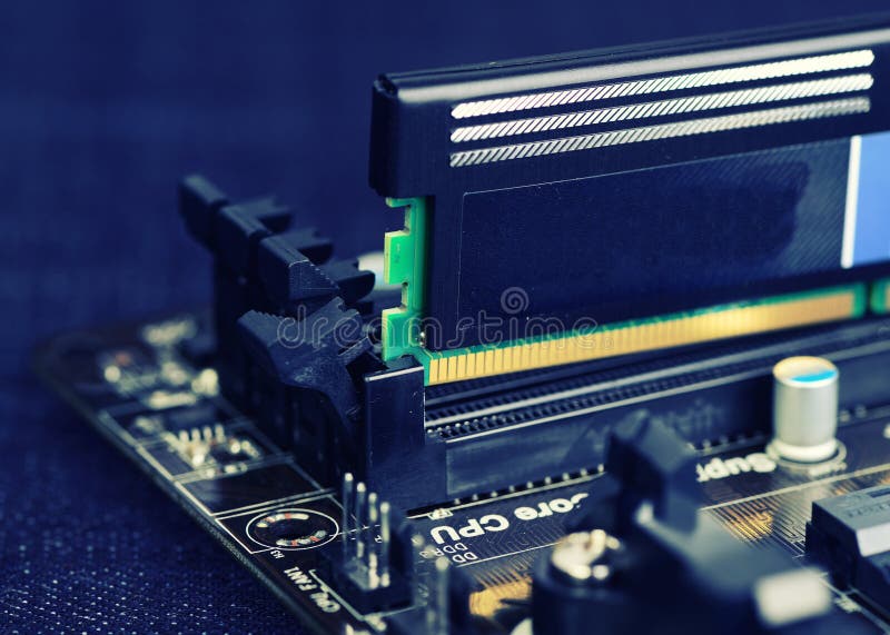 Computer Motherboard and DDR Memory Stock Photo - Image of system ...