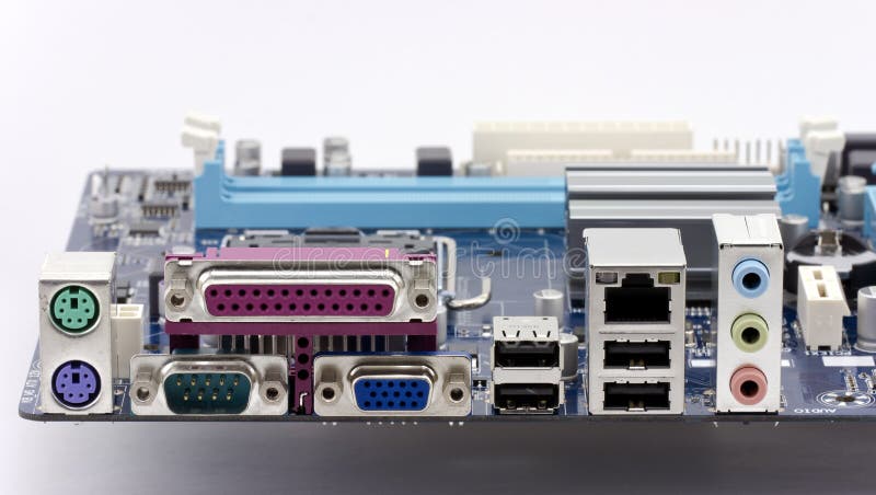 Back Panel Connectors of the Computer Motherboard Stock Photo - Image ...