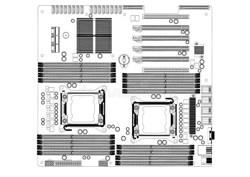 Computer Motherboard Design Architect Blueprint - Isolated Stock ...