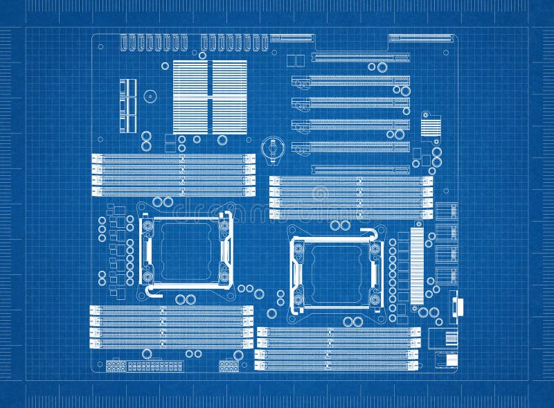 Computer Motherboard Design Architect Blueprint - Isolated Stock ...