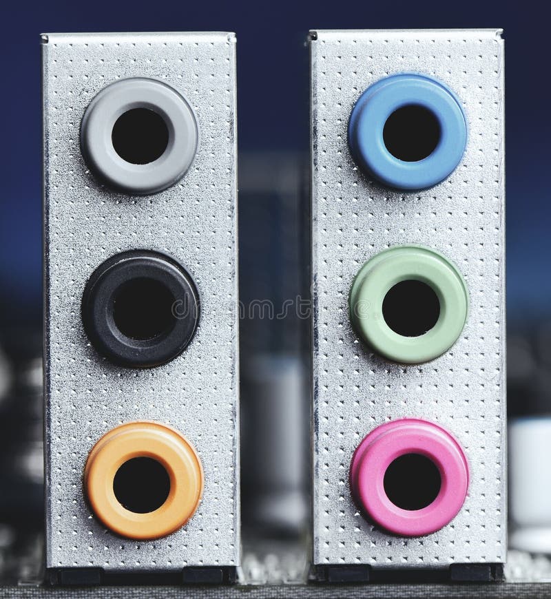 Computer Motherboard Backside, Audio in and Out, Usb Stock Photo ...