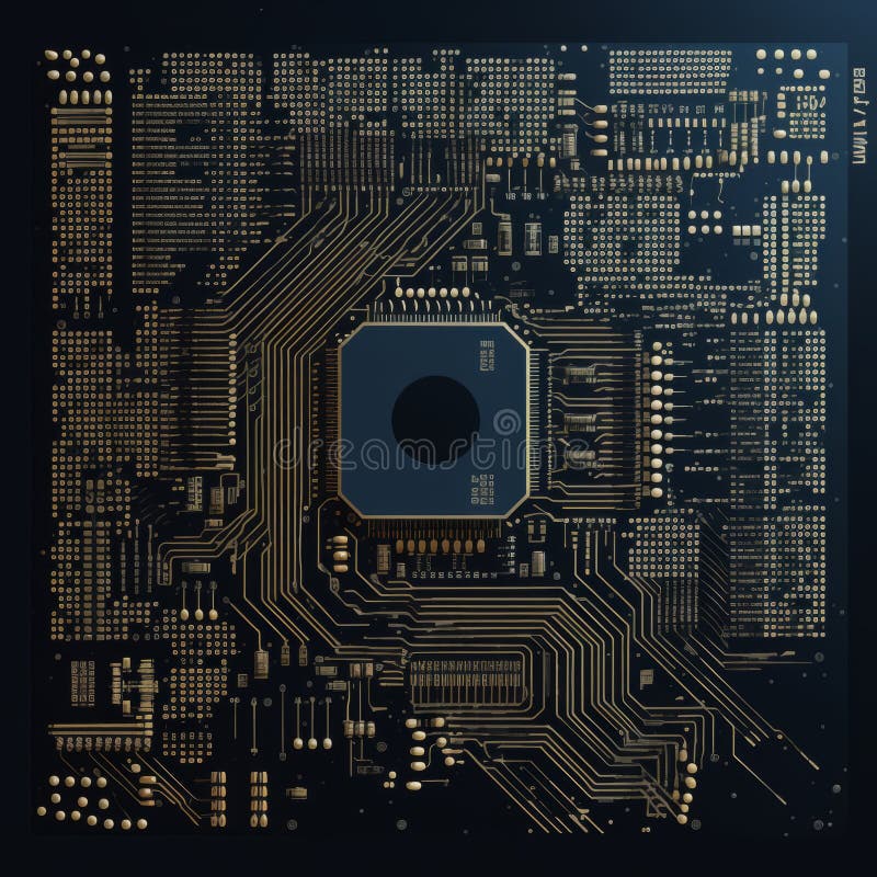 A Computer Motherboard on a Black Background Stock Image - Image of ...