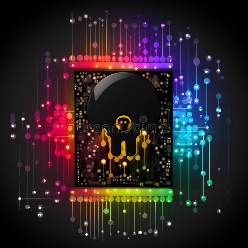 A Computer Motherboard with a Black Skull on it Stock Illustration ...