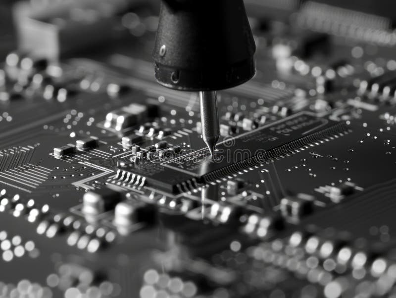 Computer Motherboard Black White Stock Image - Image of desktop ...