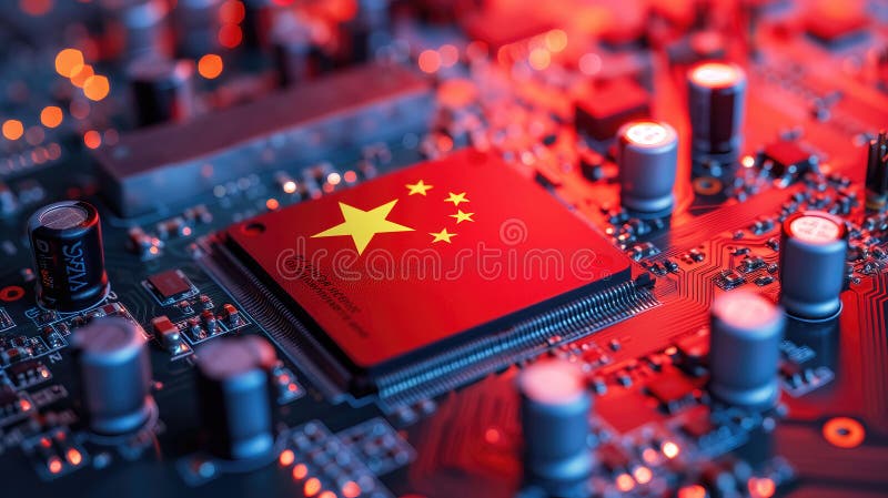 Computer Motherboard with a Chinese Processor, Futuristic Technology ...