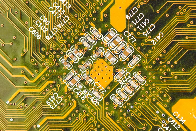PC Motherboard with Chips, Transistors and Microprocessors Stock Photo ...