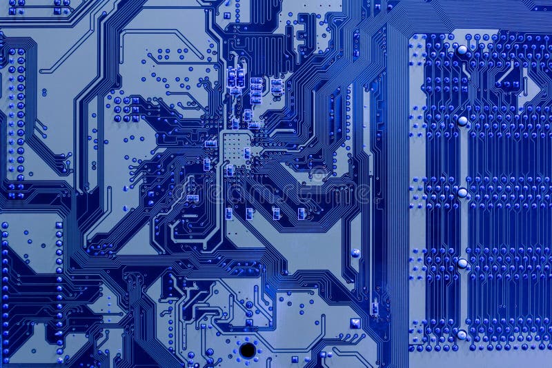 Computer Motherboard. Classic Blue Background with Pc Backdrop, Close ...