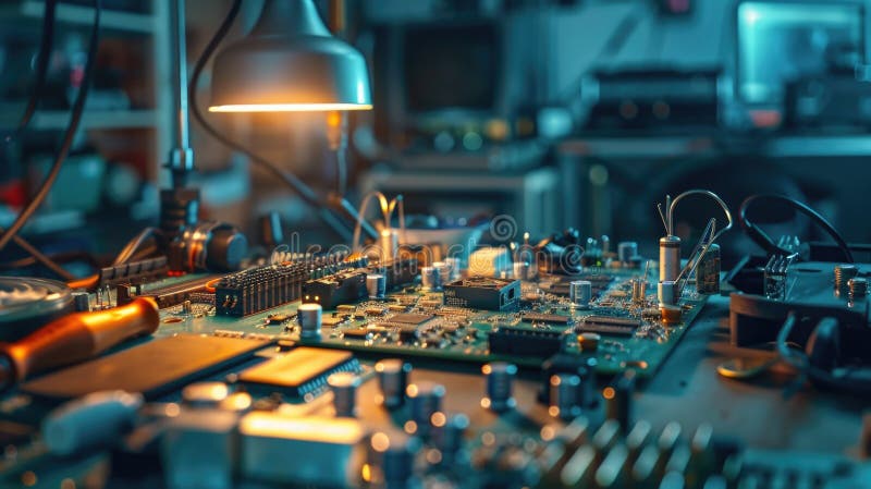 Computer Motherboard Close Up Stock Illustration - Illustration of ...