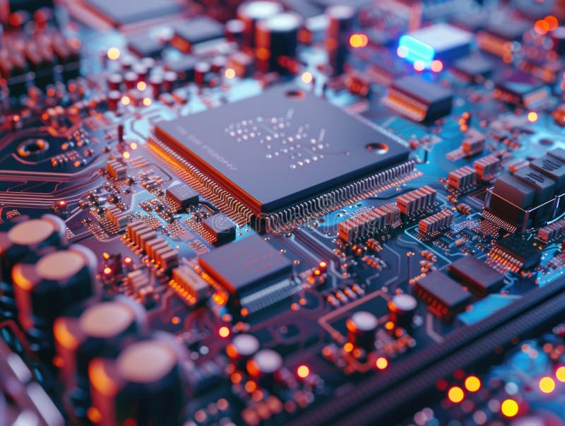 Computer Motherboard Close Up Stock Illustration - Illustration of ...